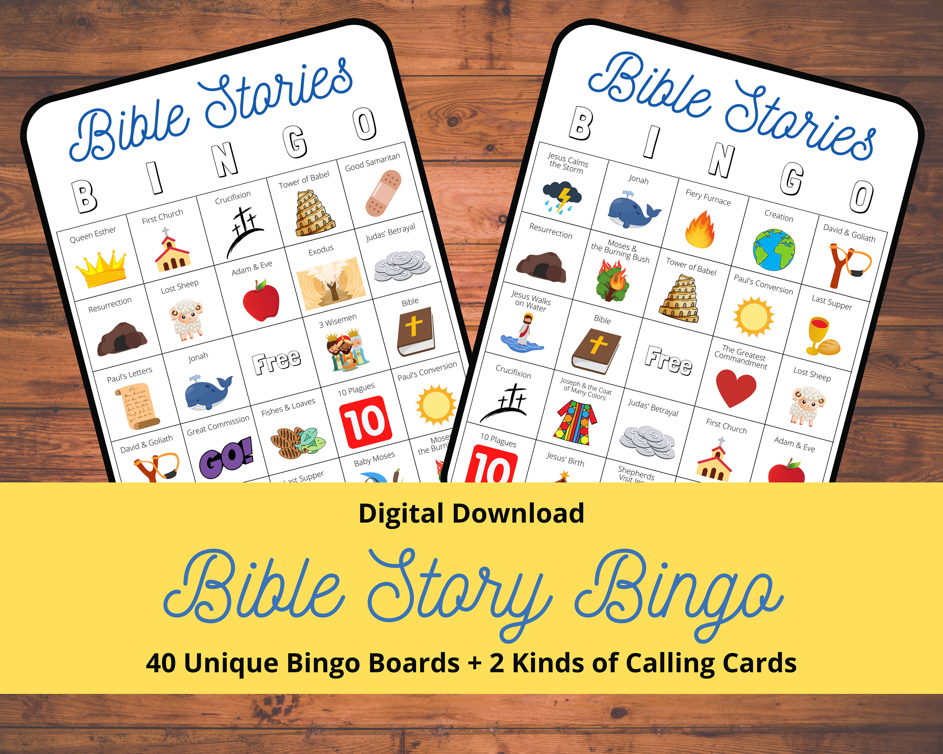 Bible Story Bingo Bible Study Bingo Sunday School Bingo - Etsy