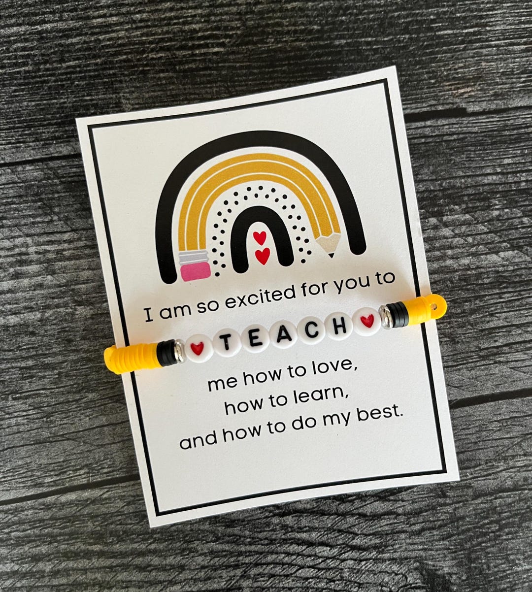 Teacher Bracelet: Clay Heishi Beads, Back to School Gift - Etsy