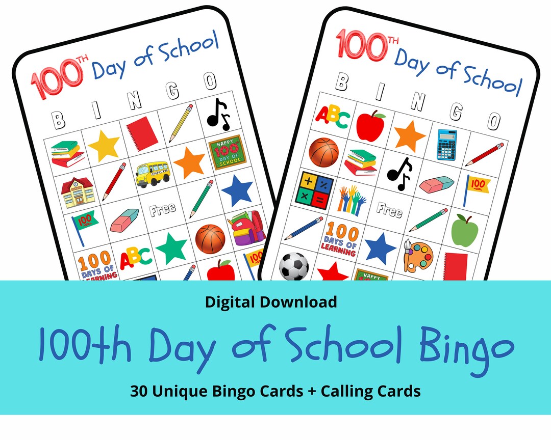 100th Day of School Bingo | 100th Day of Learning | Classroom Games ...