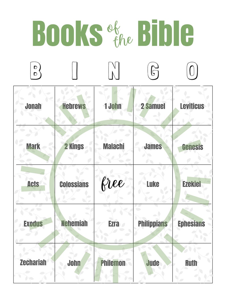 Books of the Bible Bingo Game: Sunday School Activity (digital Download ...