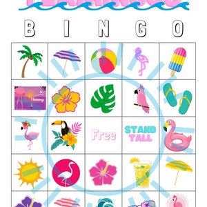 Flamingo Bingo Game: Beach Party, 40 Unique Cards (digital Download) - Etsy