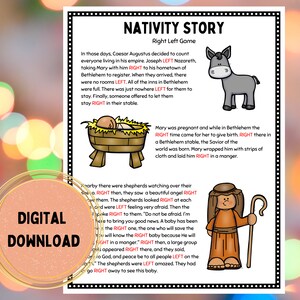 Nativity Story Right Left Game: Christmas Activity (digital Download ...