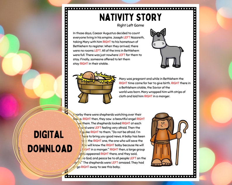 Nativity Story Game L Nativity Story Right Left Game L Christmas Game ...