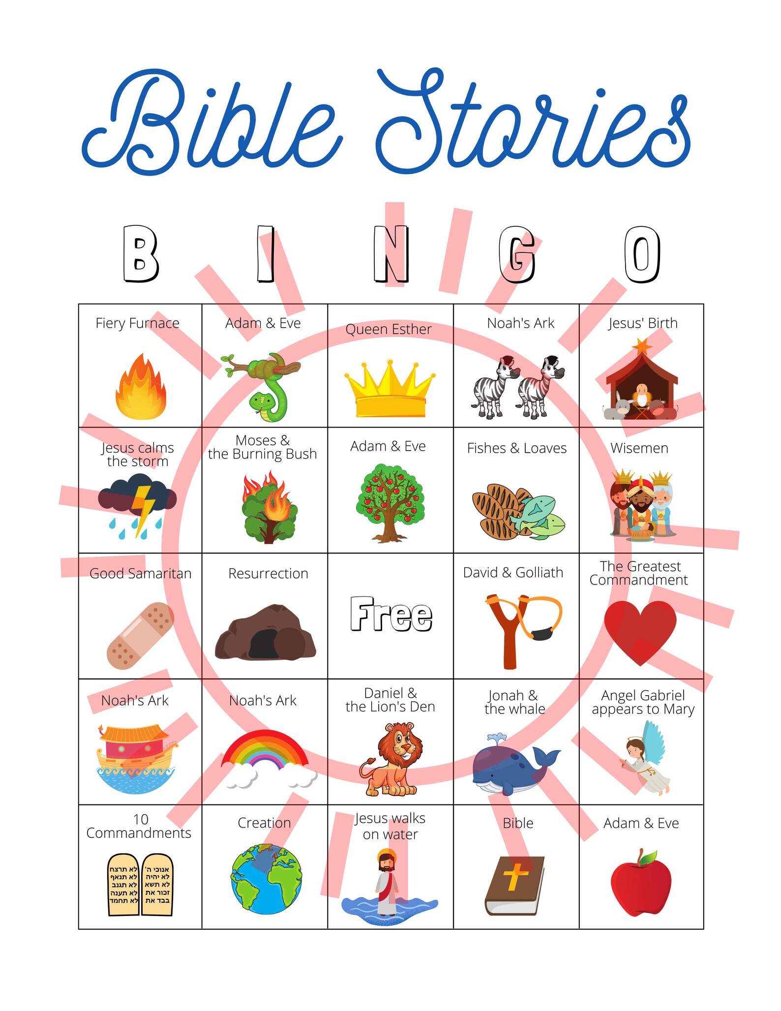 Bible Story Bingo Bible Study Bingo Sunday School Bingo - Etsy