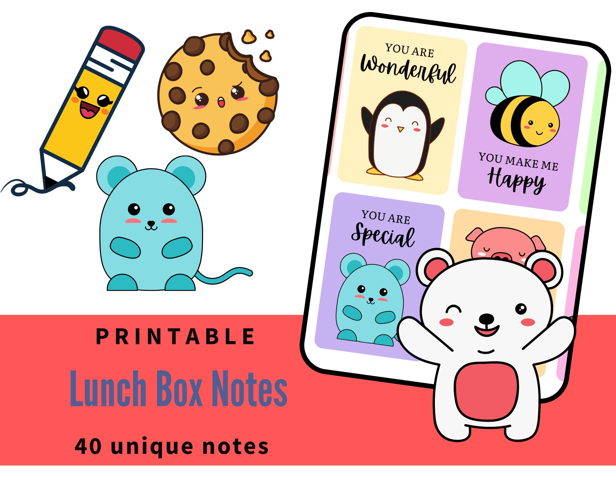 Lunch Box Notes 40 Unique Designs - Etsy