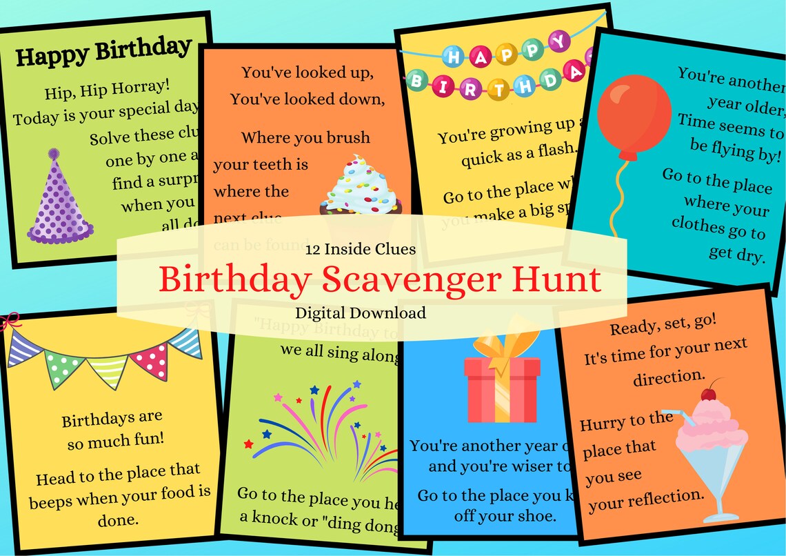 Birthday Scavenger Hunt Birthday Treasure Hunt Birthday - Etsy
