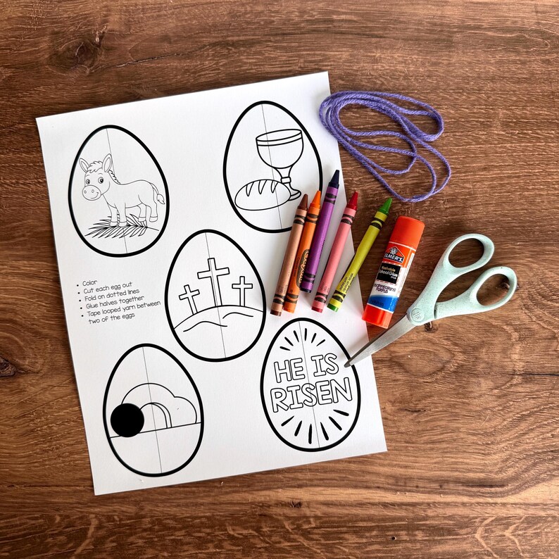 Easter Egg Coloring Craft, He is Risen Activity (digital Download) - Etsy