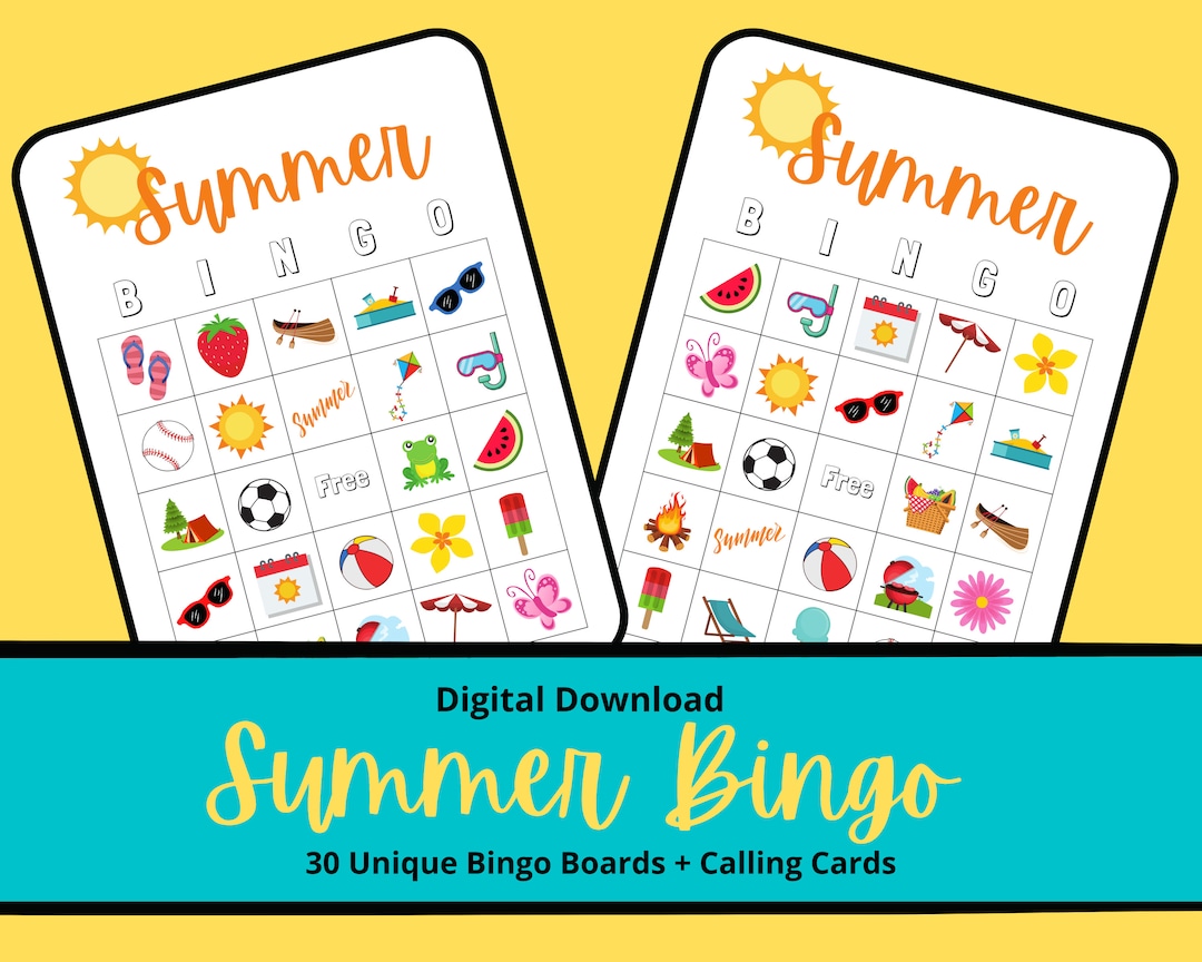 Summer Bingo | Summer Games | Family Reunion Games - Etsy