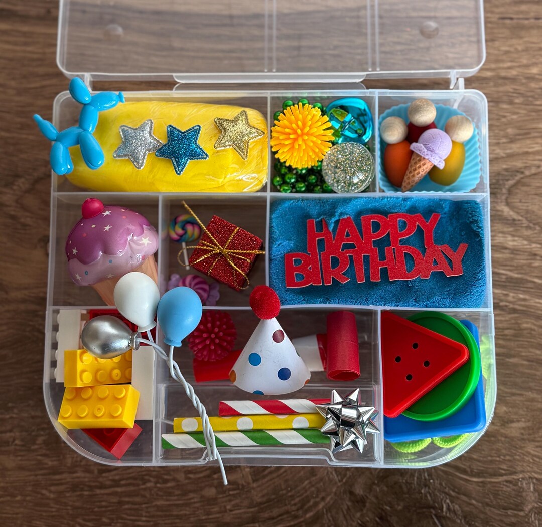 Birthday Sensory Kit | Kinetic Sand and Play Dough | Personalize With ...