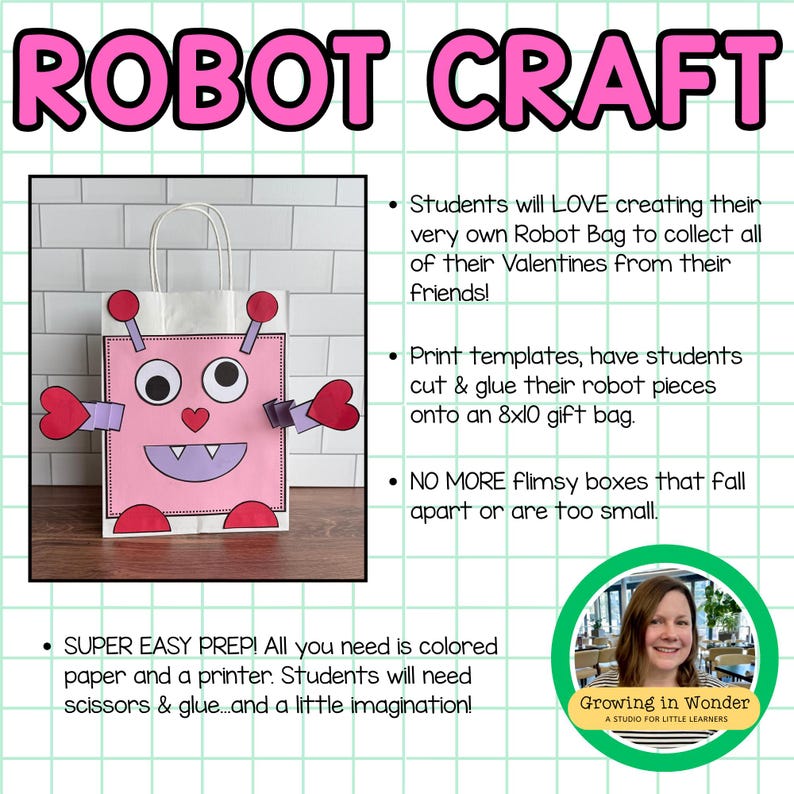 Valentine's Day Robot Craft | School Valentine Collection Bag - Etsy