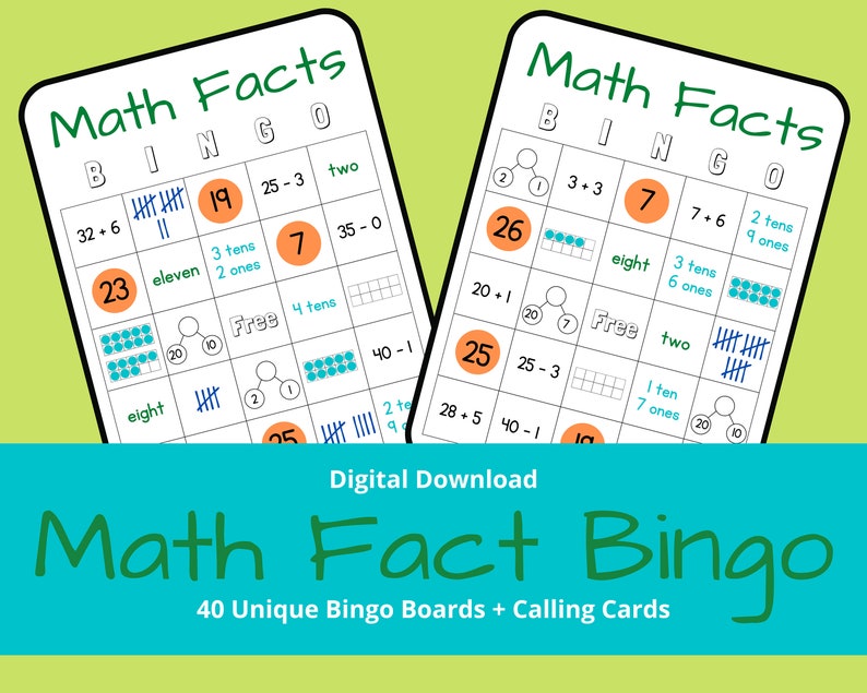 Math Facts Bingo Subitizing Bingo Numbers 0 40 Math Bingo 1st 3rd Grade ...