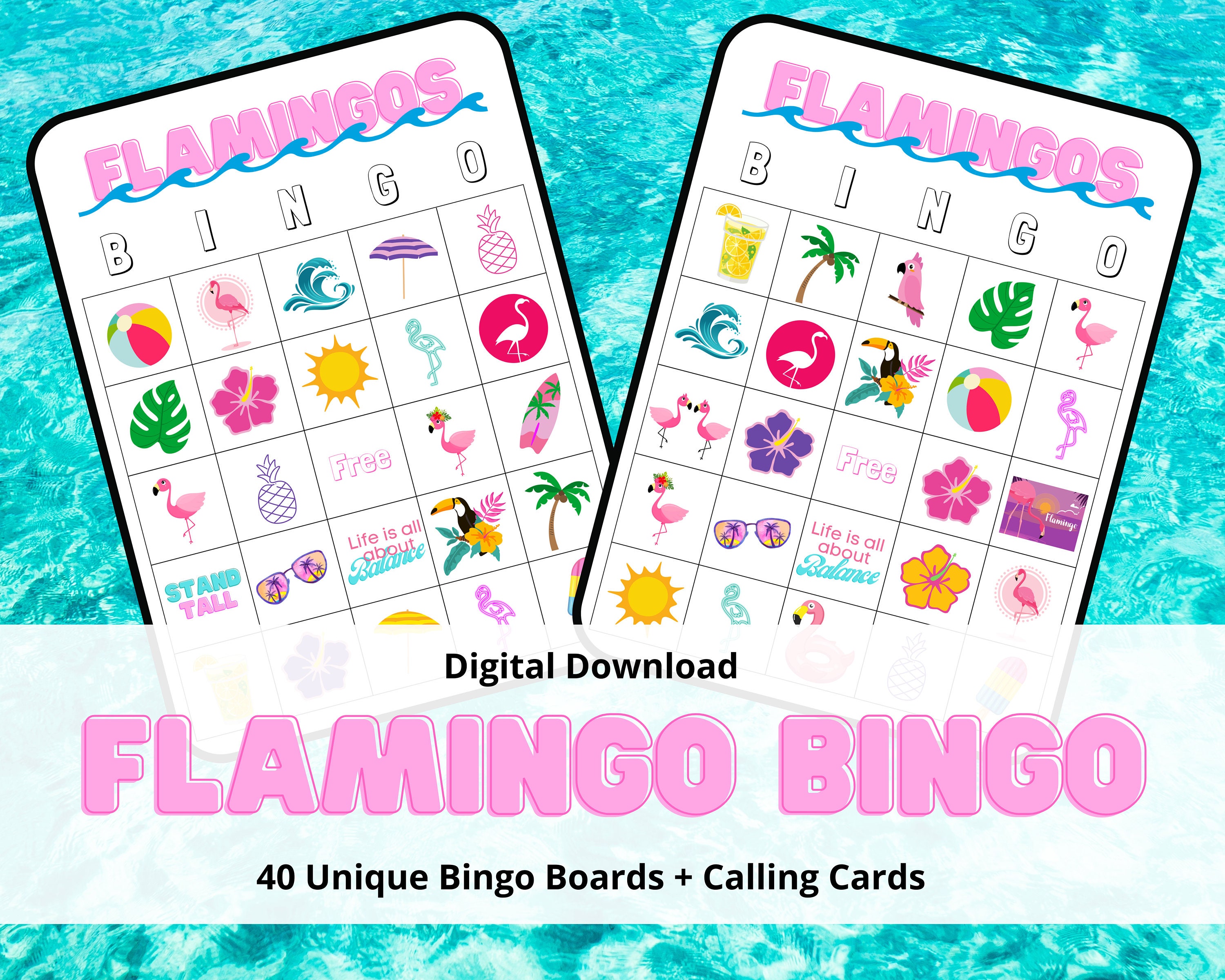 Flamingo Bingo Beach Bingo Beach Themed Birthday Party - Etsy