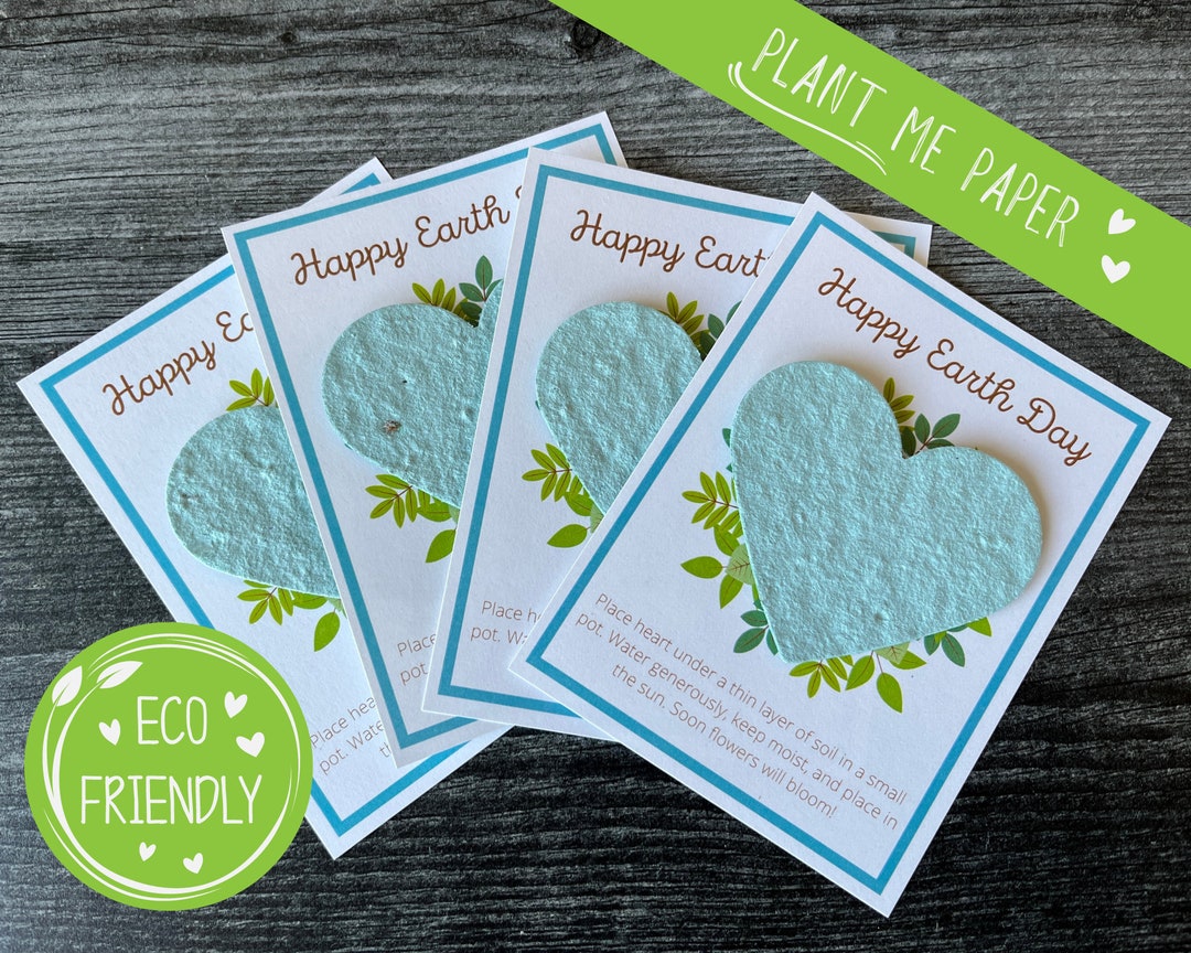 Earth Day Plantable Seed Paper Card: Eco-friendly Blue Heart - Etsy