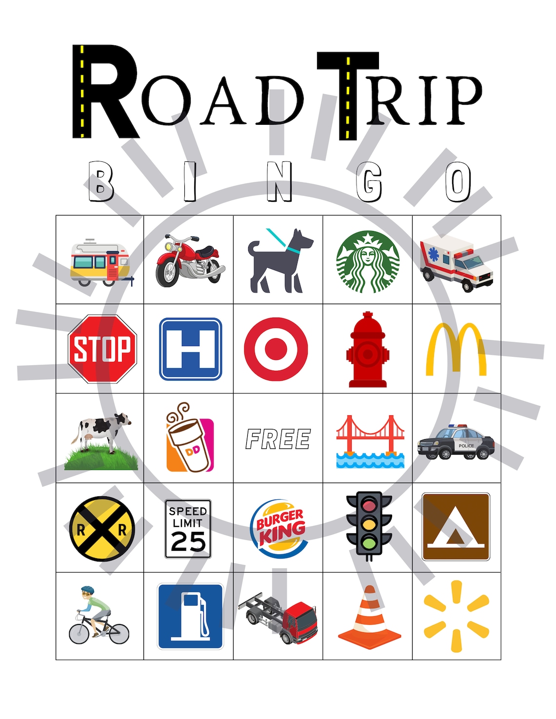 Road Trip Bingo Car Bingo - Etsy