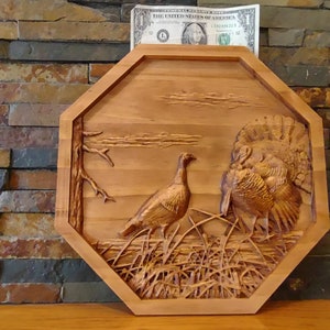 Turkey Carving, 3D Wood Wall Art, Wood Cabin Décor, Turkey Wall Hanging ...