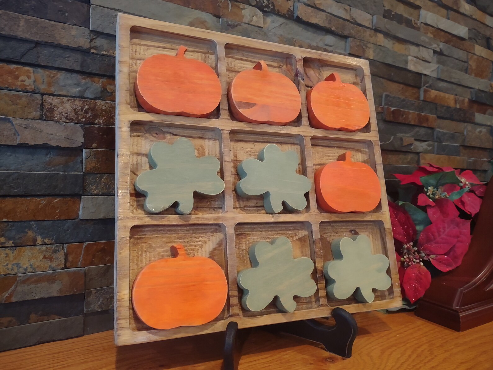 Seasonal Tic-tac Toe Game - Wooden Board - Table Top - Rustic Décor ...
