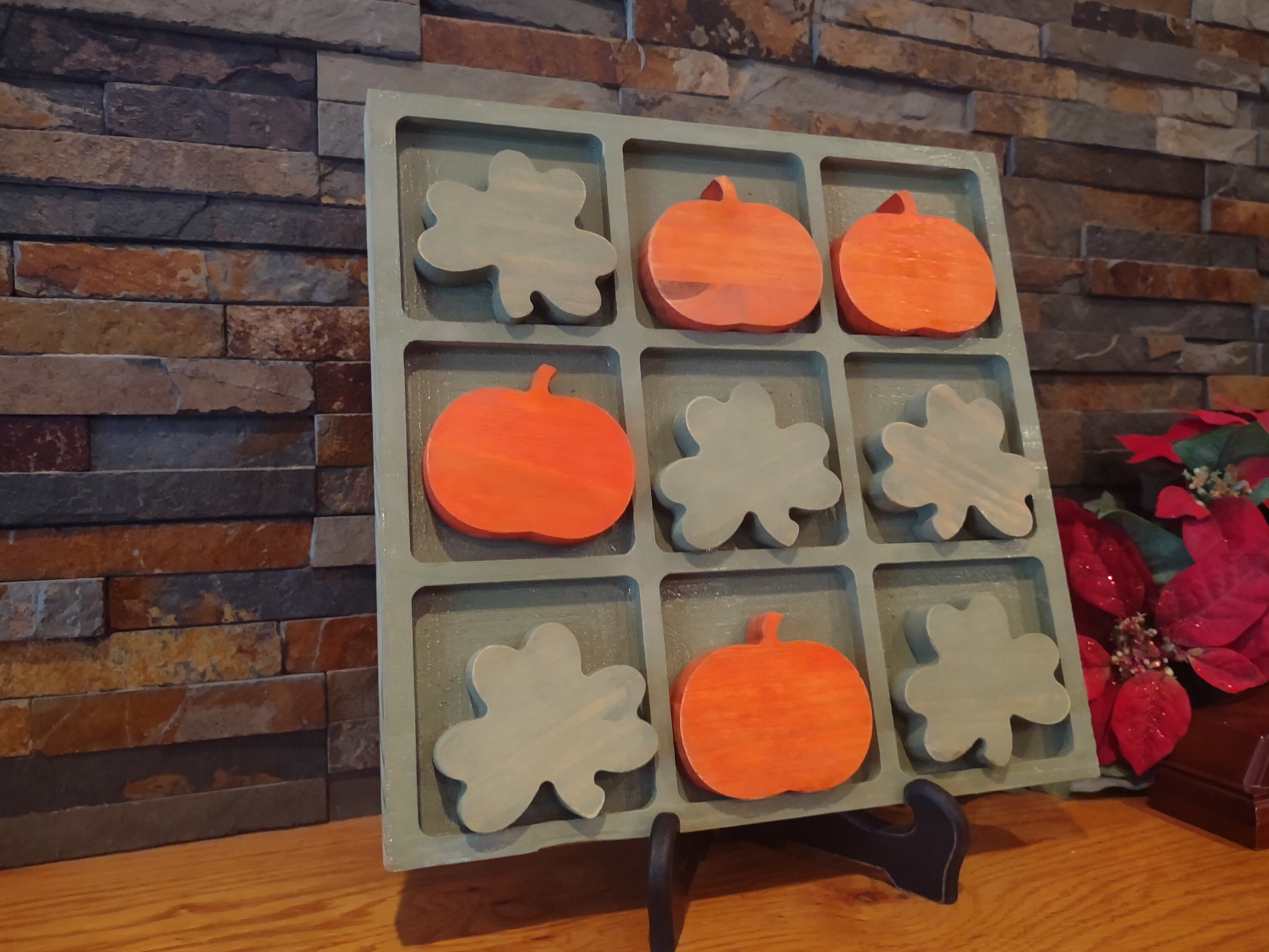 Seasonal Tic-tac Toe Game - Wooden Board - Table Top - Rustic Décor ...