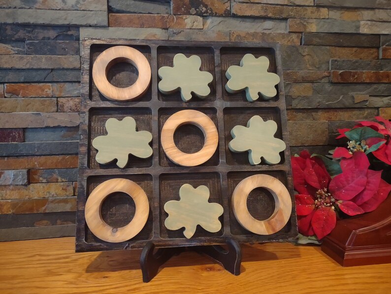 Seasonal Tic-tac Toe Game Wooden Board Table Top Rustic Décor Jumbo Tic ...