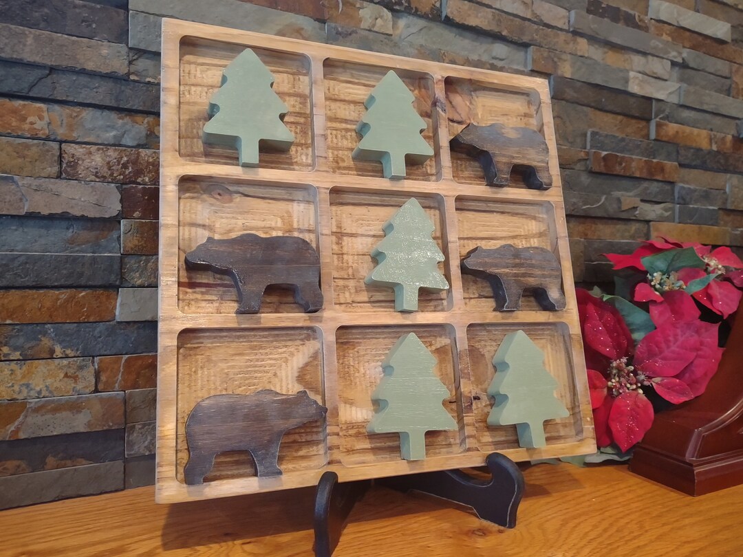 Seasonal Tic-tac Toe Game - Wooden Board - Table Top - Rustic Décor ...