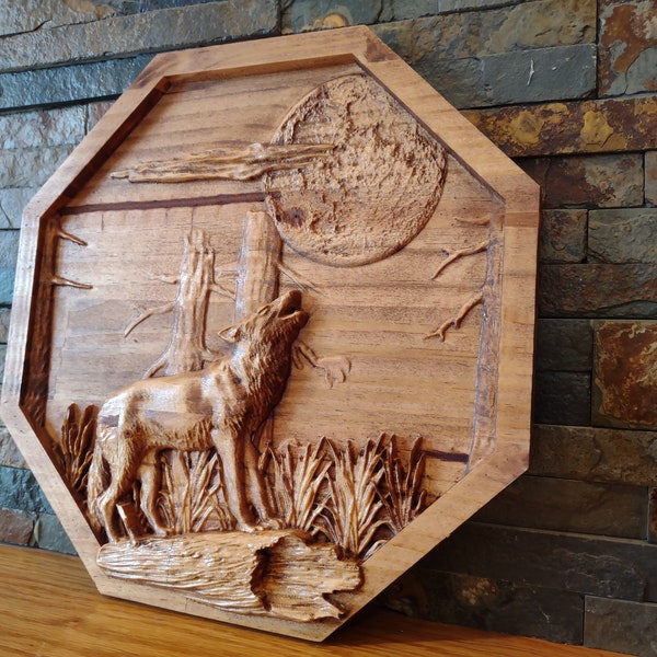 Wolf Wood Carving - Etsy