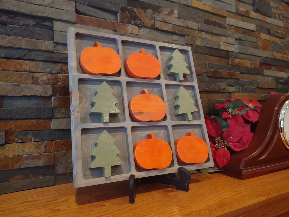 Seasonal Tic-tac Toe Game Wooden Board Table Top Rustic - Etsy