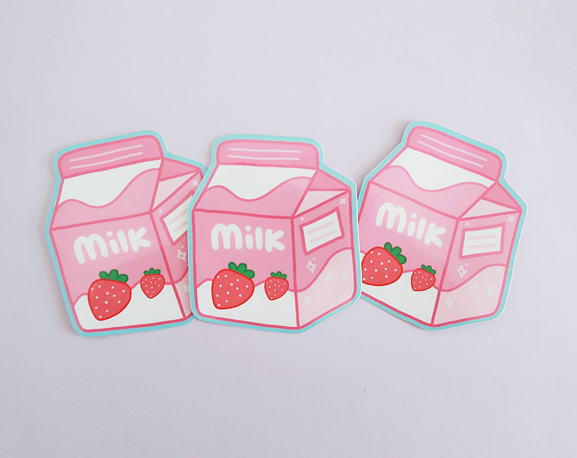 Strawberry Milk Strawberry Milk Stickers Cute Milk - Etsy