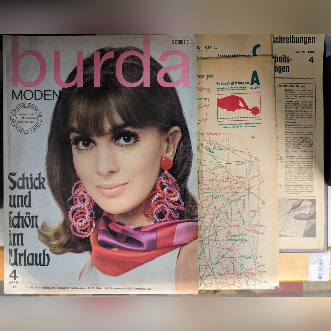04/1967 Burda Moden, 60s, Vintage, Holiday, Burda Fashion Including Sewing Pattern Complete - Etsy