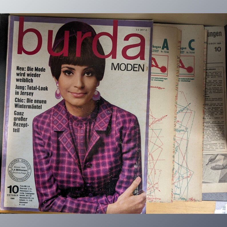 10/1966 Burda Moden, 60s, Vintage, Vintage Burda Fashion Including Sewing Pattern - Etsy