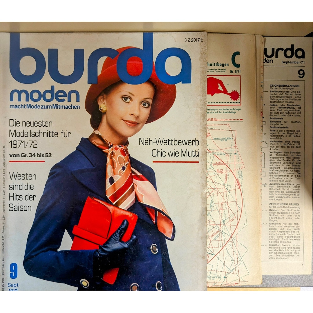 09/1971 Burda Moden, 70s, Vintage, Vintage Burda Fashion Including Sewing Pattern - Etsy