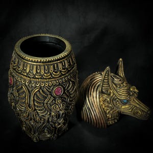 Anubis Guardian Coptic Jar – Hand-painted Resin Artifact - Extra Large ...
