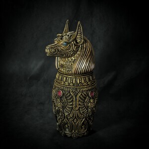 Anubis Guardian Coptic Jar – Hand-painted Resin Artifact - Extra Large ...