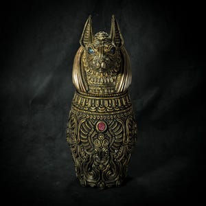 Anubis Guardian Coptic Jar – Hand-painted Resin Artifact - Extra Large ...