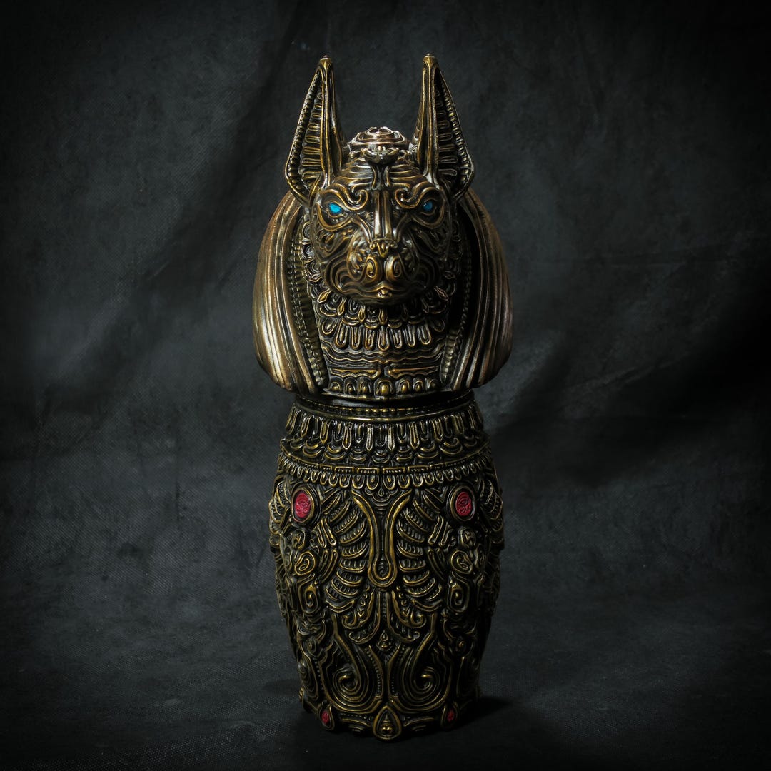 Anubis Guardian Coptic Jar – Hand-painted Resin Artifact - Extra Large ...