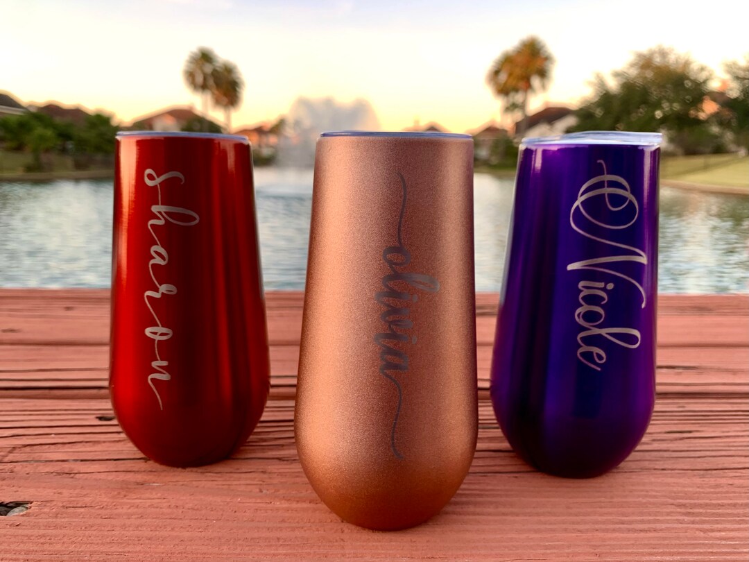 Champagne Stemless Flutes - Personalized Stainless Steel - Vacuum ...