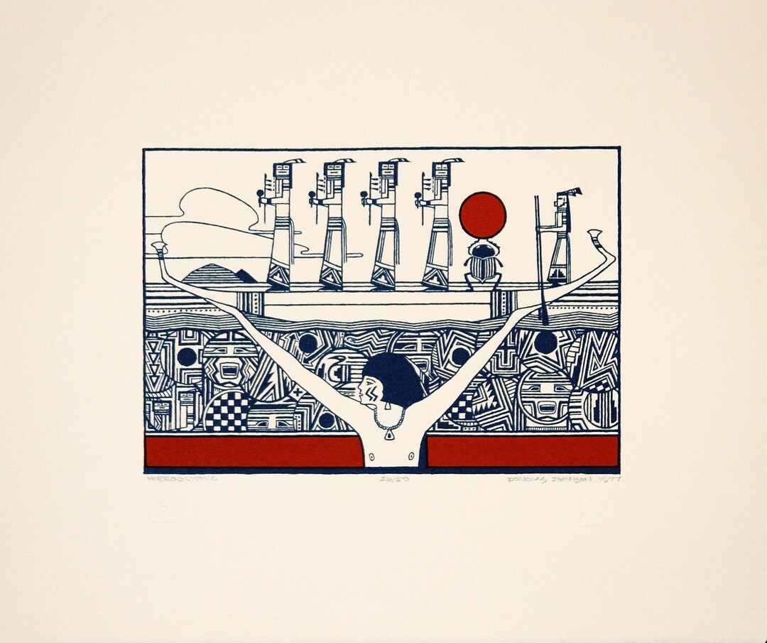 SW Artist Douglas Johnson hieroglyphic Ii Original Stone Lithograph ...
