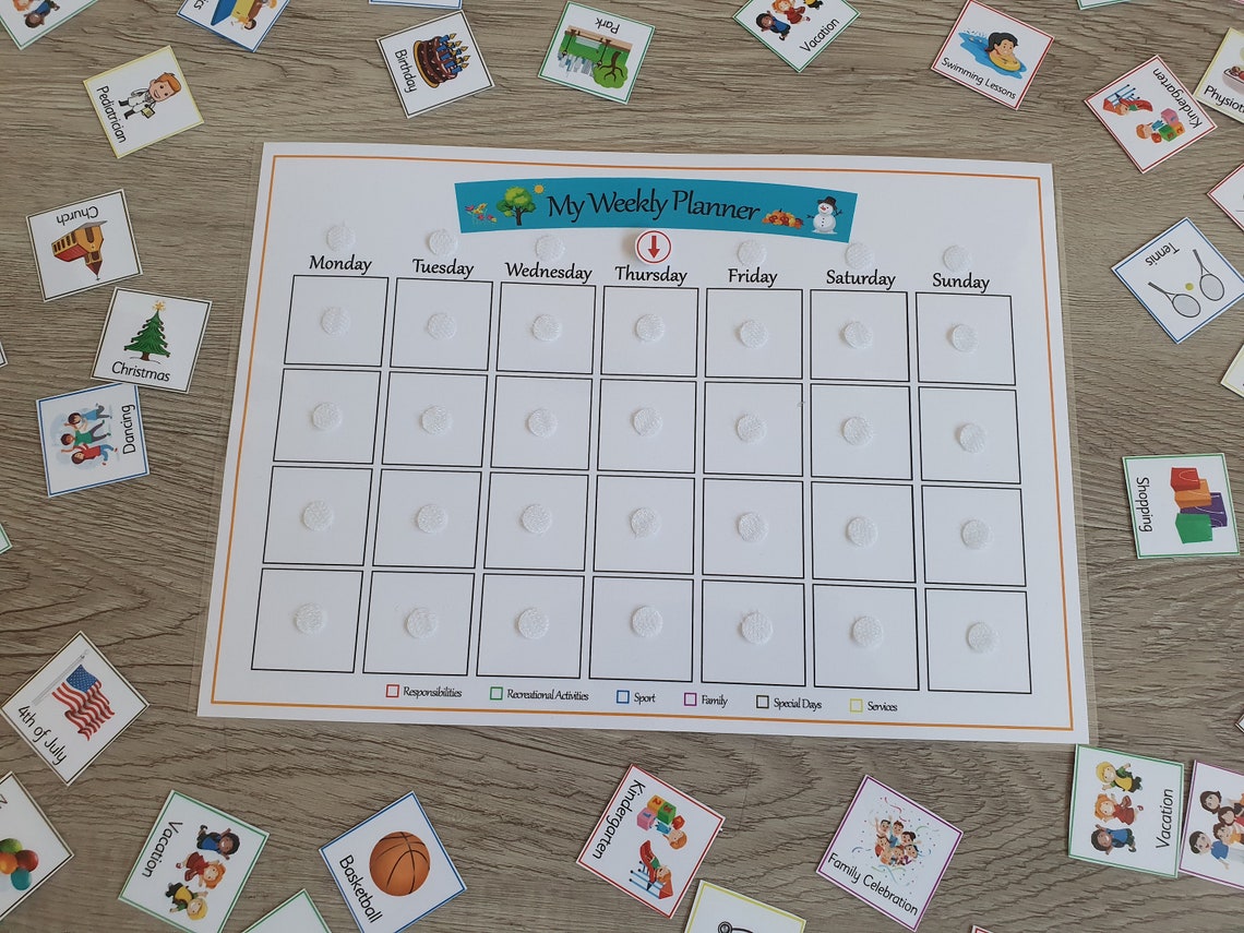 Weekly Schedule for Kids Weekly Activity Planner Children | Etsy