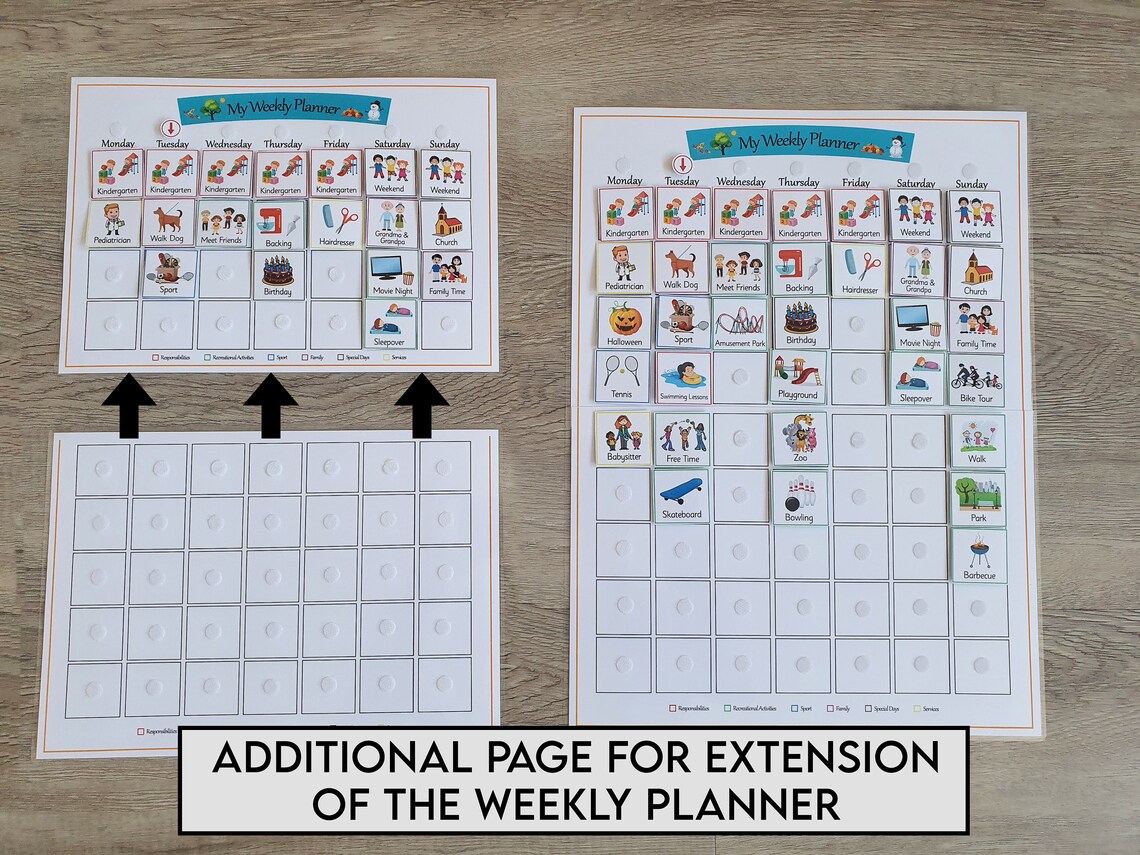 Weekly Schedule for Kids Weekly Activity Planner Children | Etsy