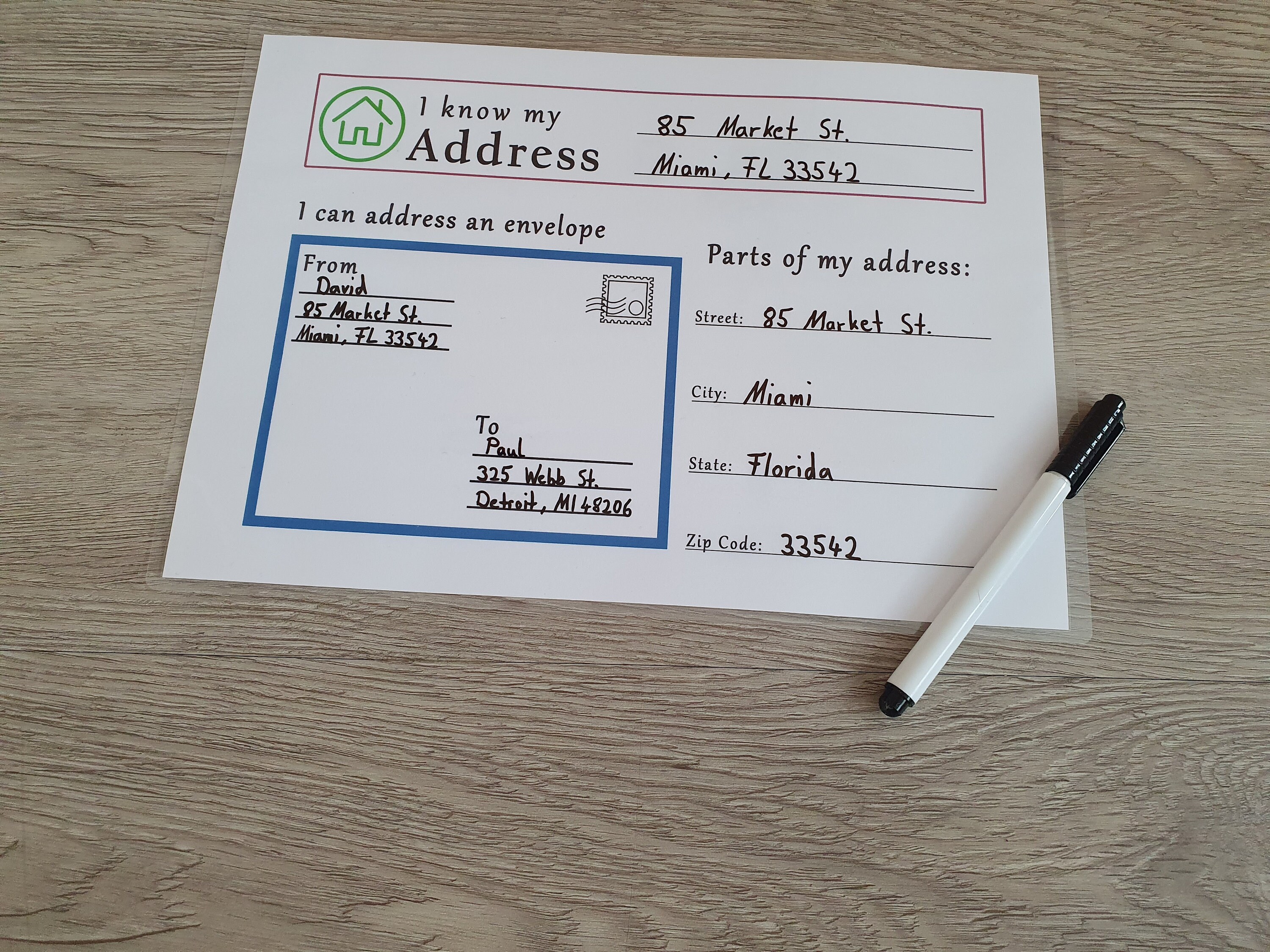 Kids Life Skills Worksheets Bundle US Practice Address - Etsy