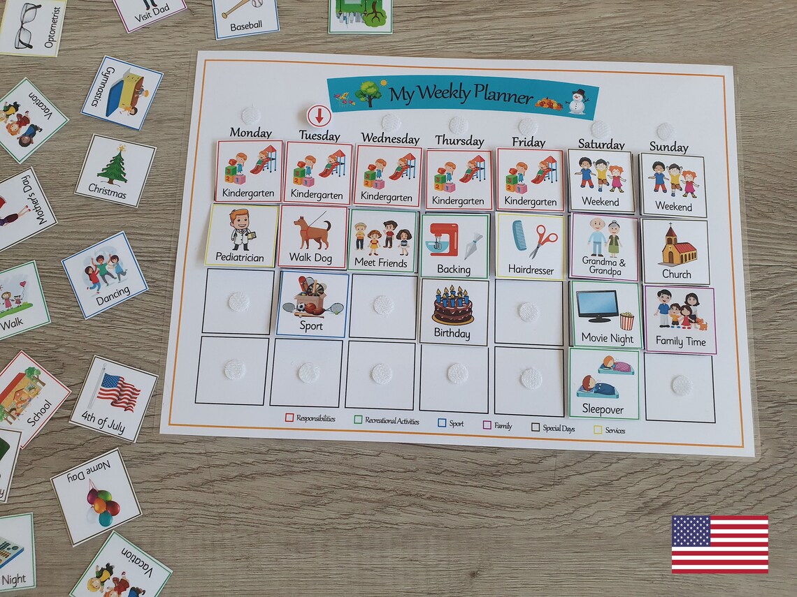 Weekly Schedule for Kids Weekly Activity Planner Children | Etsy