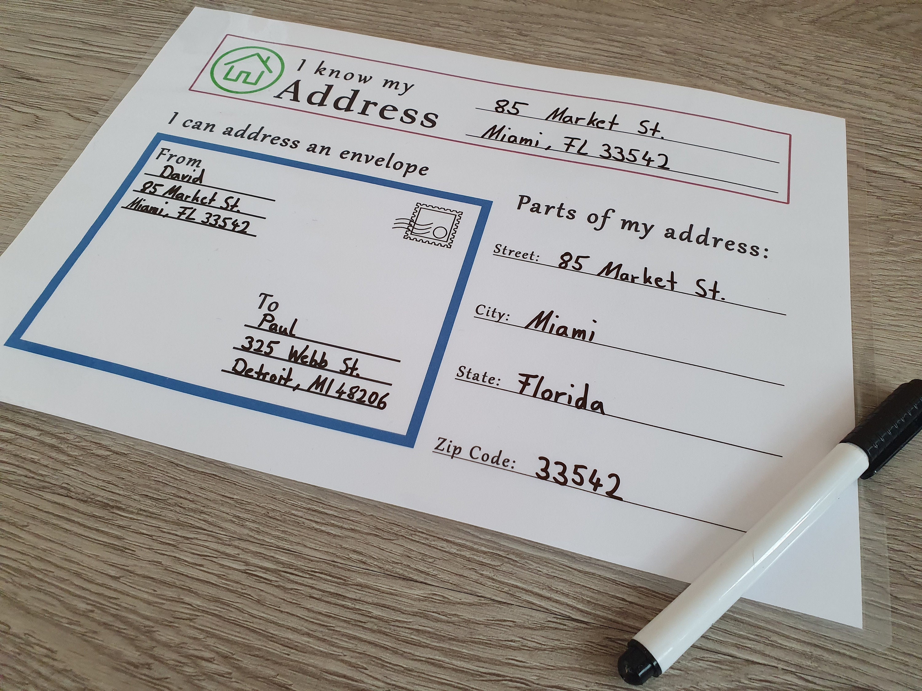 Kids Life Skills Worksheets Bundle US Practice Address - Etsy