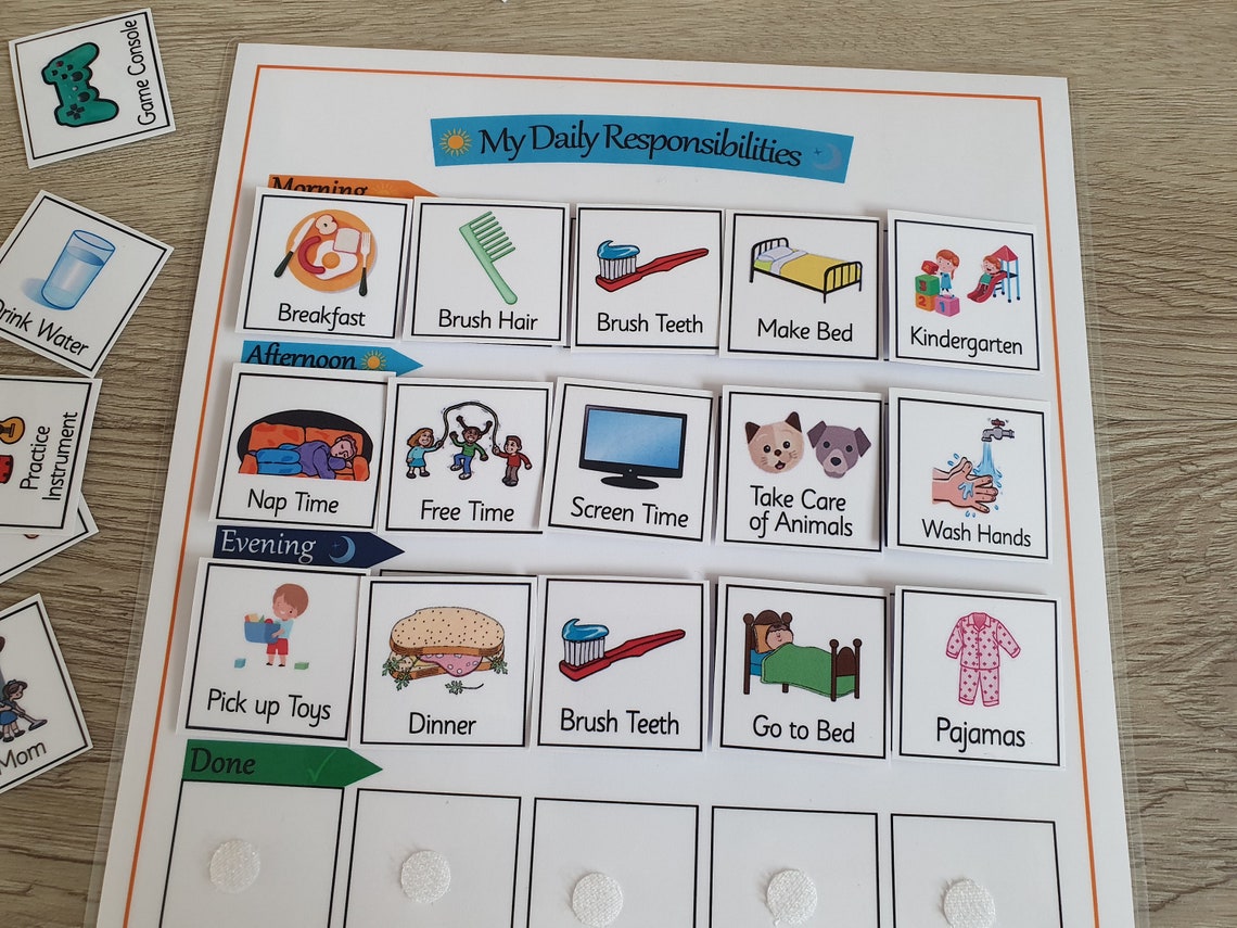 Daily Responsibilities Chore Chart Printable Full Day Visual - Etsy Canada