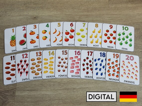 Counting Cards DE Numbers From 1-20 Printable Cards for | Etsy