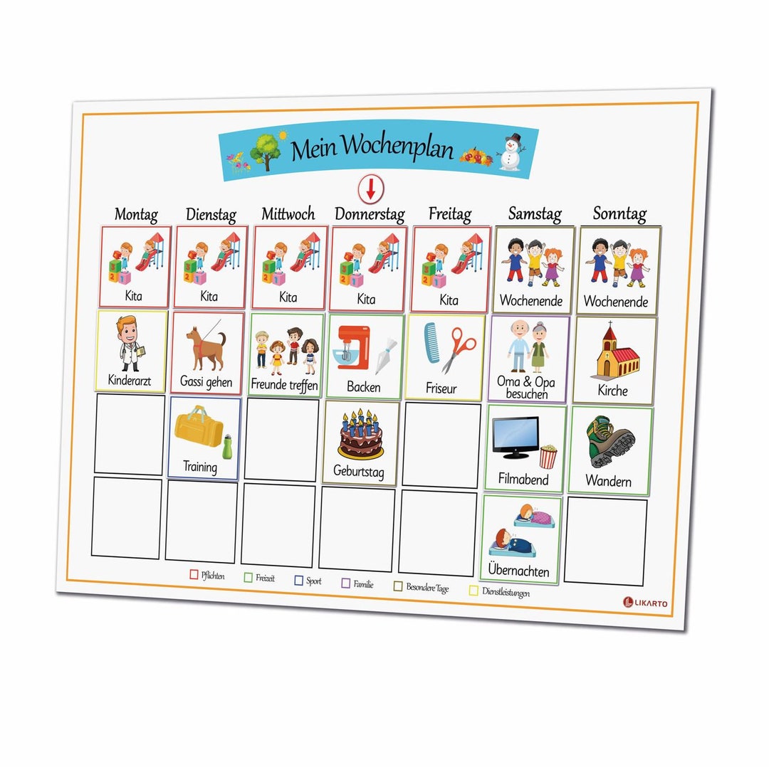 Wochenplan Kinder Montessori Wochenplaner Kinder personalisiert ...