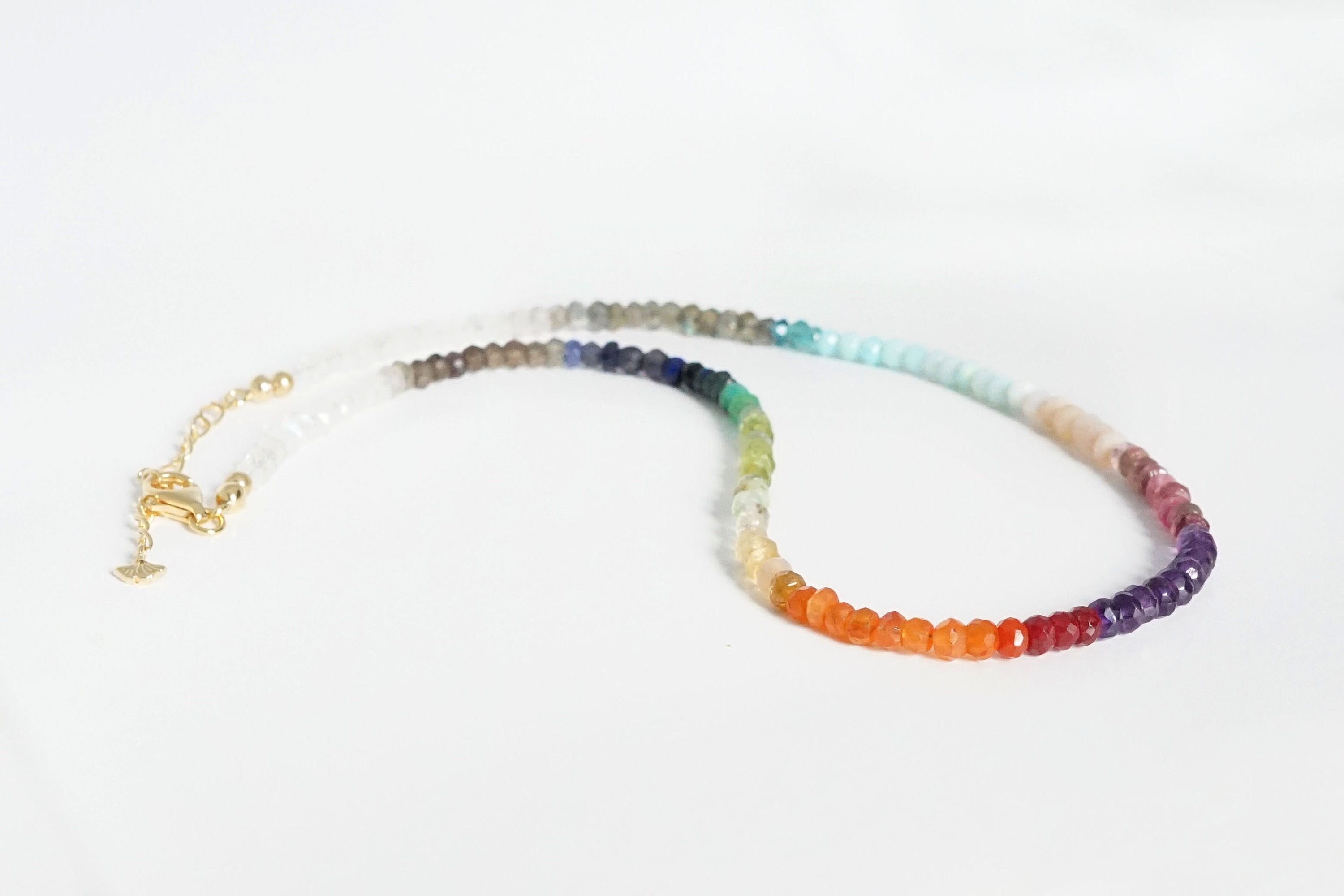 Rainbow Gem Necklace Multi Color Gem Necklace Colorful Gem - Etsy
