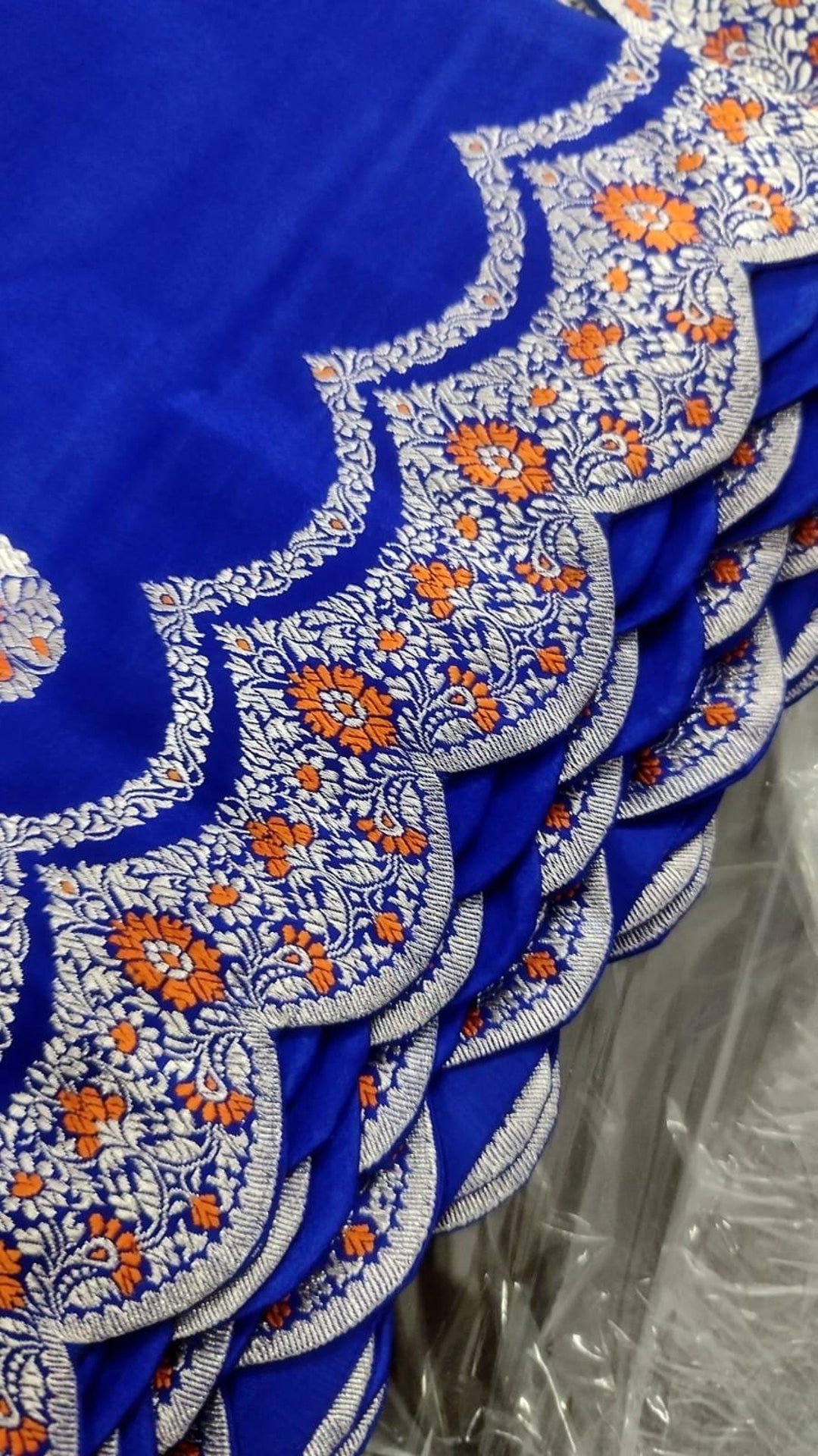Azure Blue Banarasi Handloom Real Silver Zari & Copper Zari Kaduwa ...