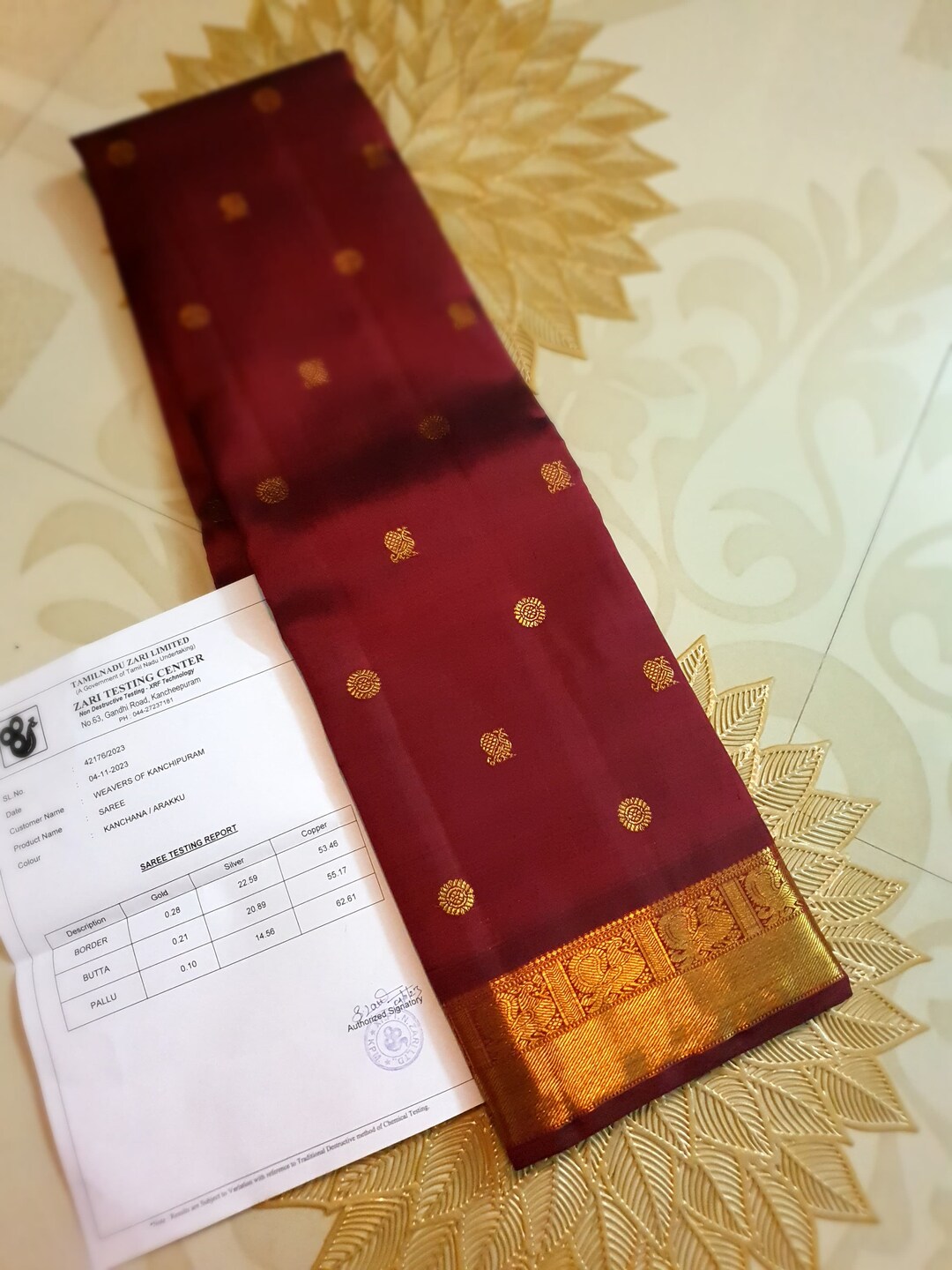 Maroon Kanchipuram Pattu Silk Saree | Handloom Gold Zari, Silk Mark ...
