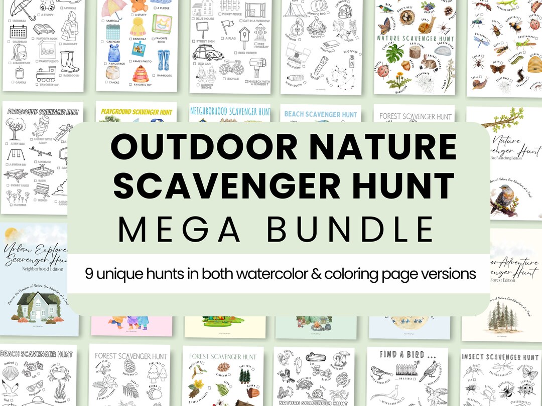 Outdoor Scavenger Hunt MEGA PACK BUNDLE, Rainy Day Games, Playground ...