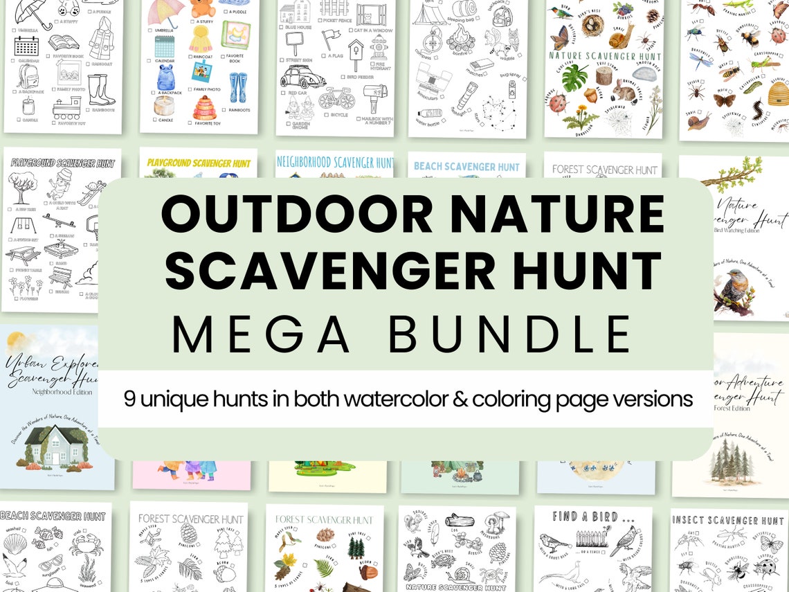 Outdoor Scavenger Hunt MEGA PACK BUNDLE, Rainy Day Games, Playground ...