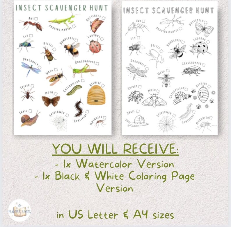 Insect/nature Scavenger Hunt Printable, Spring, Bugs Outdoor Scavenger ...