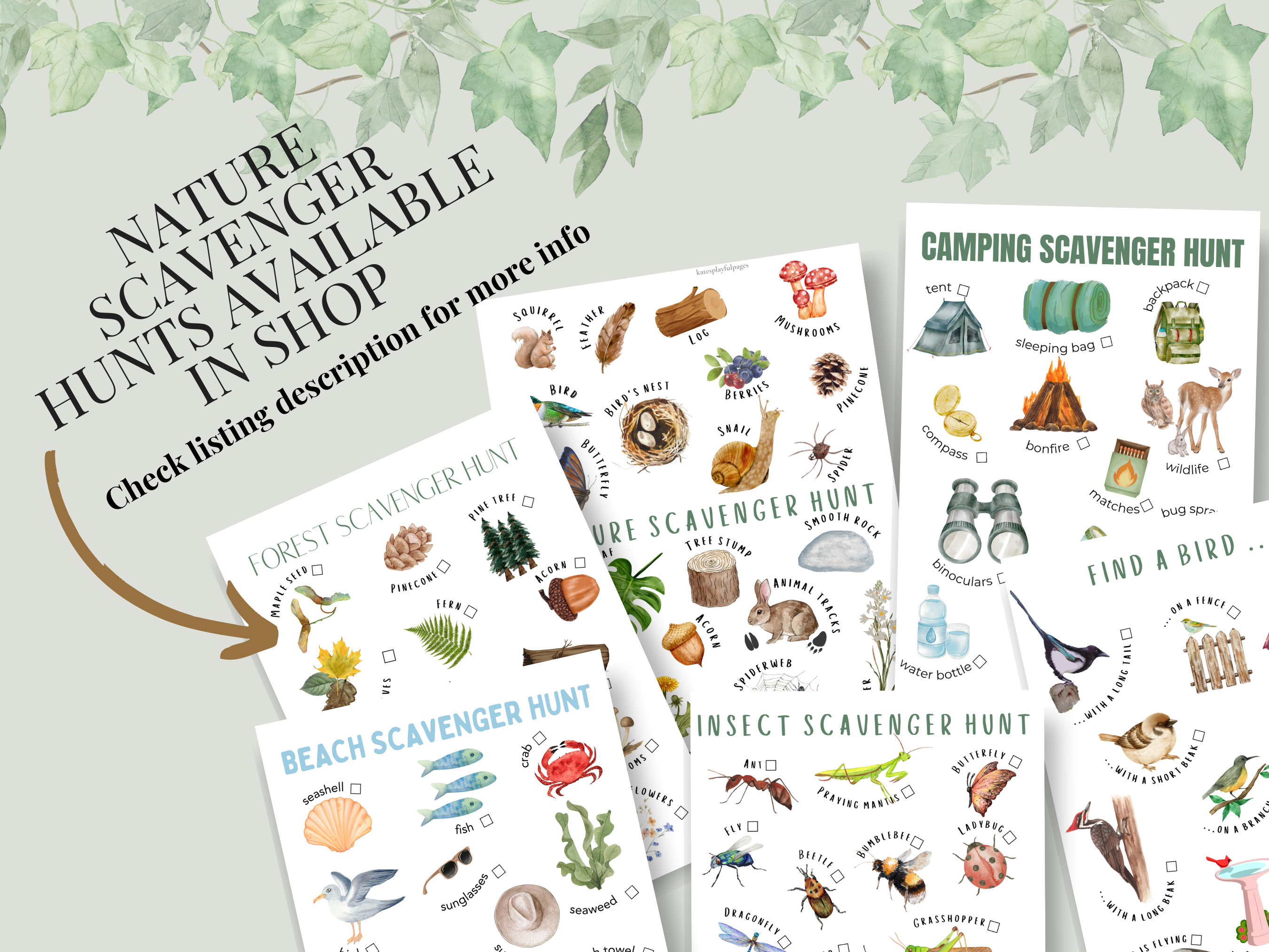 BUNDLE Word Search Printable, Nature Themed Printable Activity, Ocean ...